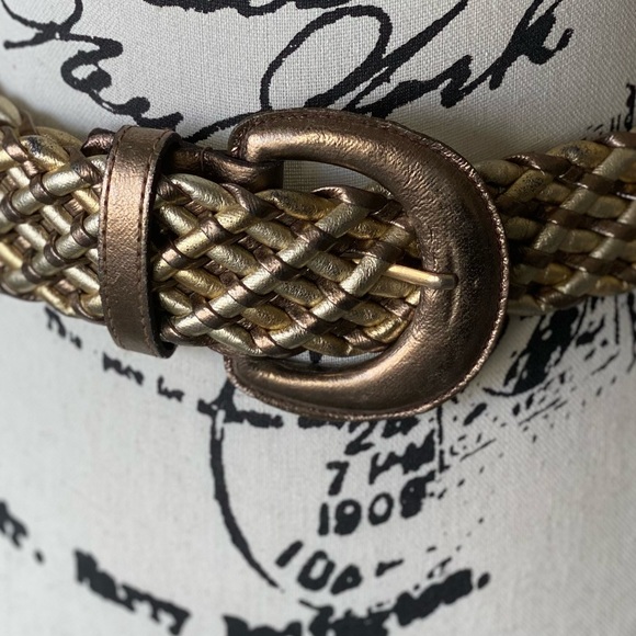 Accessories | Wide Woven Gold Bronze Belt | Poshmark
